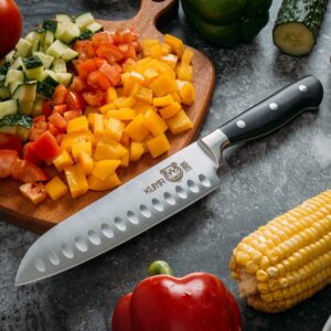 KUMA Santoku 7 Inch - Razor Sharp Kitchen Knife - Japanese Style Multipurpose Chef's Knife with Comfortable Handle & No-Fatigue Design - Cut Meat, Fish, Vegetables and More Like a Professional