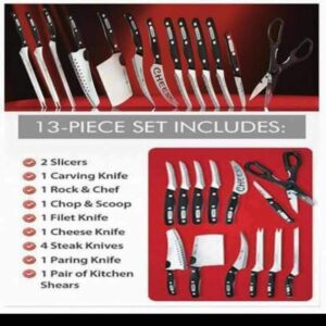 Miracle Blade IV World Class Professional Series 13 Piece Chef's Knife Collection - Ergonomic and Versatile Flash Forged Blades