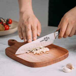 KUMA Santoku 7 Inch - Razor Sharp Kitchen Knife - Japanese Style Multipurpose Chef's Knife with Comfortable Handle & No-Fatigue Design - Cut Meat, Fish, Vegetables and More Like a Professional