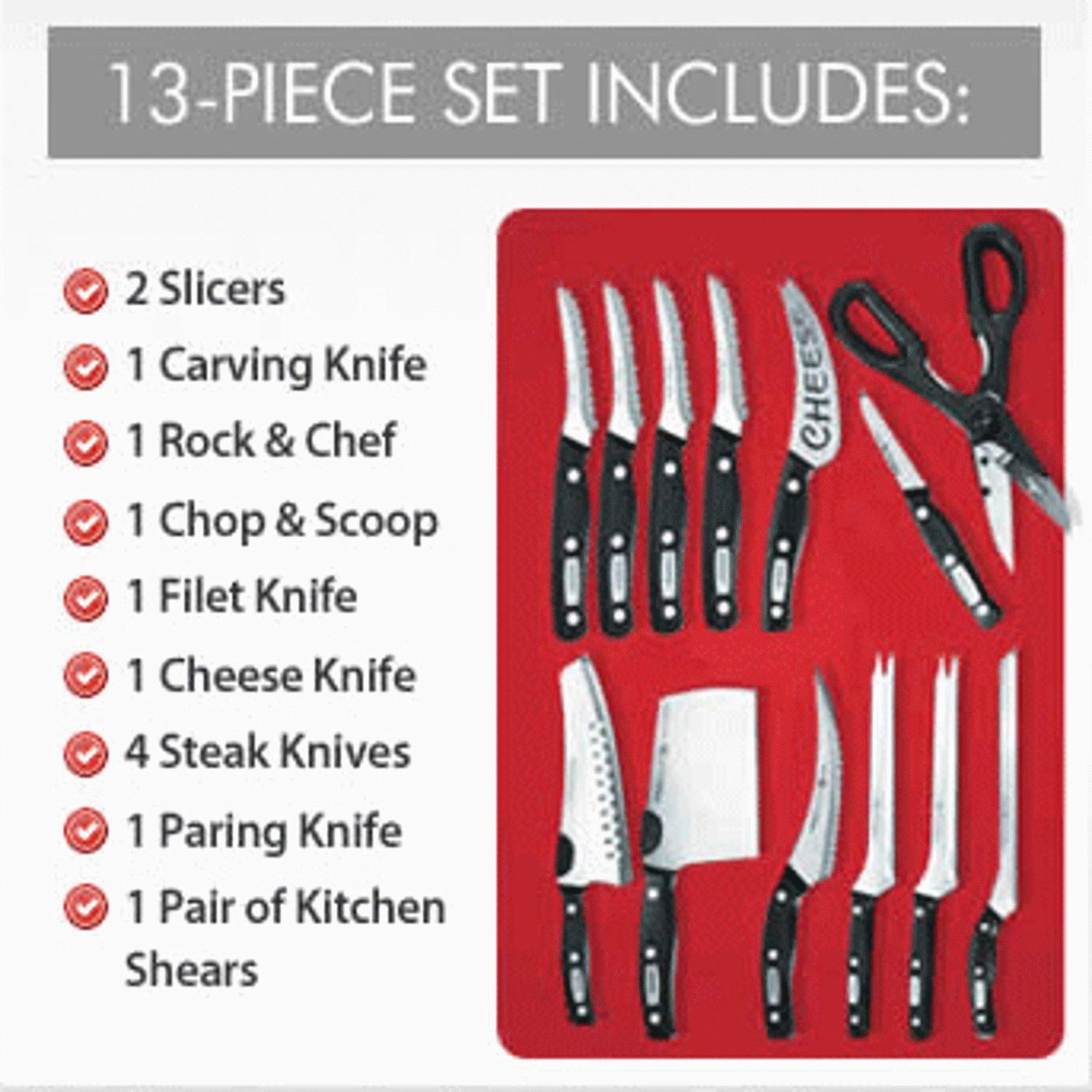 Miracle Blade IV World Class Professional Series 13 Piece Chef's Knife Collection - Ergonomic and Versatile Flash Forged Blades