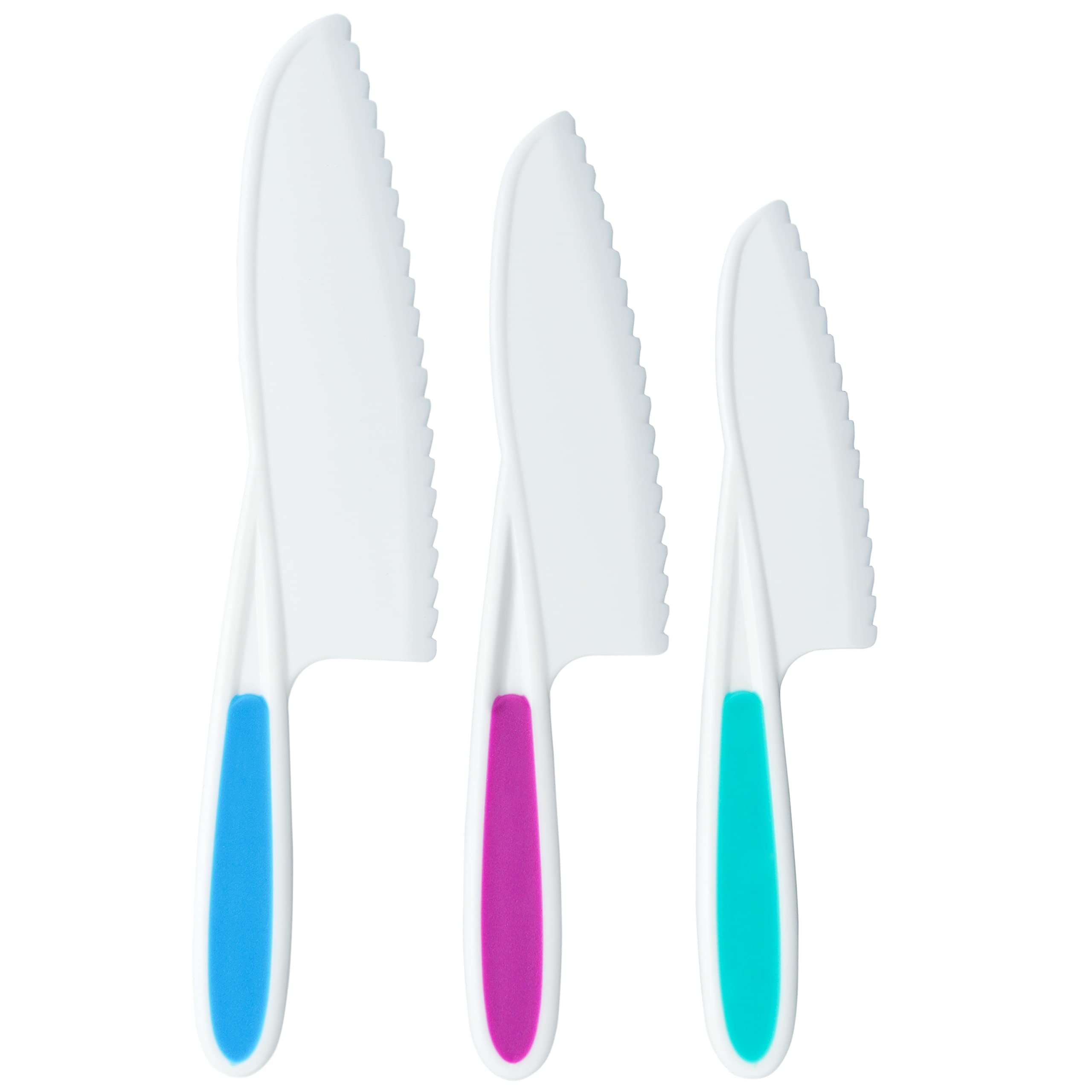 TruChef Kids Knife Set for Cooking and Cutting Fruits, Veggies & Cake - Perfect Starter Knife Set for Little Hands in the Kitchen - 3-Piece Nylon Knife for Kids - Fun & Safe Lettuce Knife