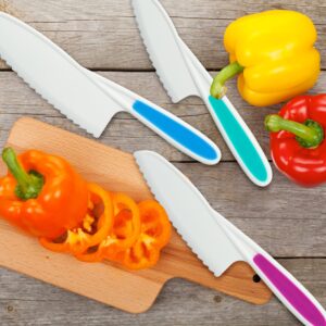 TruChef Kids Knife Set for Cooking and Cutting Fruits, Veggies & Cake - Perfect Starter Knife Set for Little Hands in the Kitchen - 3-Piece Nylon Knife for Kids - Fun & Safe Lettuce Knife