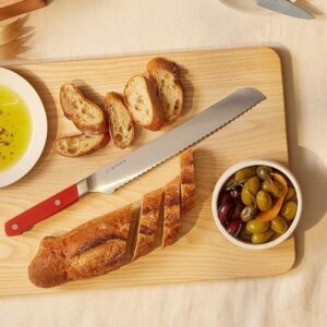 Misen Serrated Bread Knife - 9.5 Inch, High Carbon Stainless Steel, Japanese AUS10 - Ideal for Sourdough, Challah, Watermelon - Bread Slicer - Black