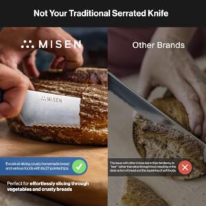 Misen Serrated Bread Knife - 9.5 Inch, High Carbon Stainless Steel, Japanese AUS10 - Ideal for Sourdough, Challah, Watermelon - Bread Slicer - Black