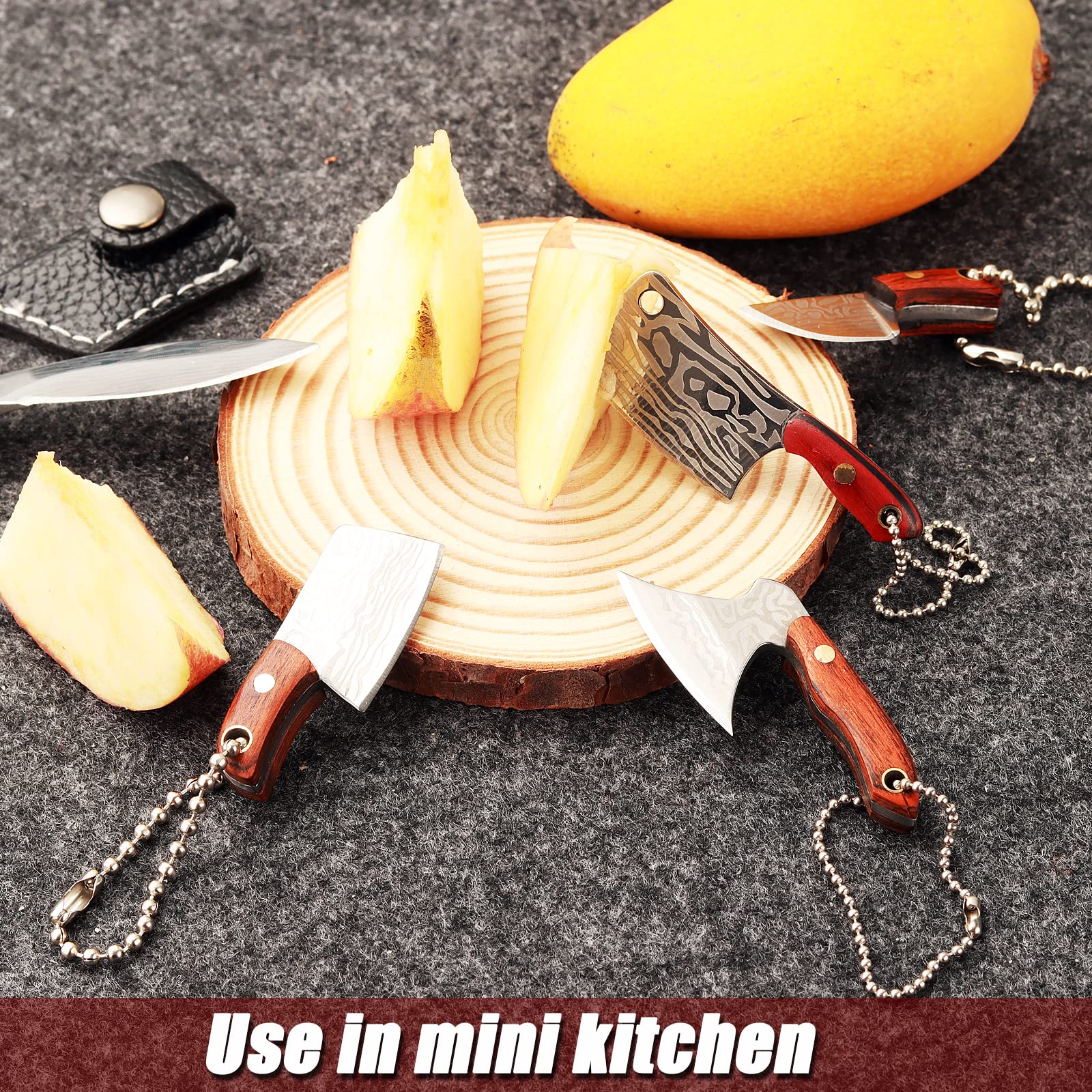 10 Pcs Mini Knife Set,Mini Knife QUXOZHLU Mini Knife Keychain Tiny Knife EDC Mini Knives Butcher Mini Cleaver Mini Pocket Chef Knife with Sheath for Package Opener with Bottle Opener for Men,Women,Birthday,Christmas