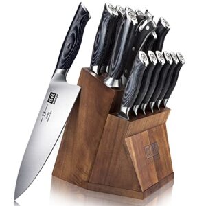 knife sets for kitchen with block, shan zu knife block set, japanese super steel kitchen knife sets with removable block & k133 ergonomic handle, black tortoise genbu series