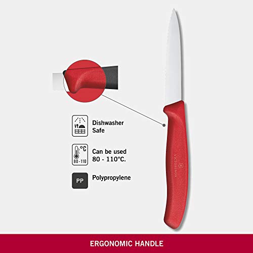 Victorinox VIC-6.7631 Swiss Classic Paring 3¼"" Serrated Spear Point Blade 5/8"" Width at Handle Red, Multicolor, m