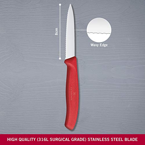 Victorinox VIC-6.7631 Swiss Classic Paring 3¼"" Serrated Spear Point Blade 5/8"" Width at Handle Red, Multicolor, m