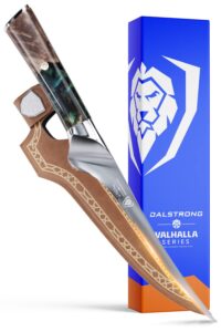 dalstrong fillet knife - 7 inch flexible blade - valhalla series - celestial resin & wood handle - fish meat cutting, carving, bone, trimming, deboning - leather sheath included