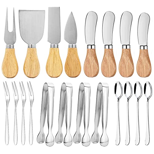 Linwnil 20 Pieces Spreader Knife Set Cheese Butter Spreader Knife Cheese Slicer Knife Mini Serving Tongs Spoons Forks for Charcuterie Boards Accessories,Birthday Wedding Christmas