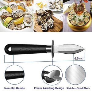 Oyster Shucking Knife Clam Knife Shucker Shellfish Seafood Opener with Non Slip Handle and Level 5 Protection Food Grade Cut Resistant Gloves(XL)