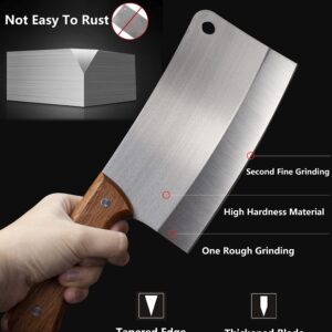 ZENG JIA DAO Meat Cleaver - 7'' Heavy Duty Butcher Knife Meat Chopper Bone Cutting Knife - High Carbon German Stainless Steel - Pearwood Handle for Home Kitchen and Restaurant 2023 Gifts