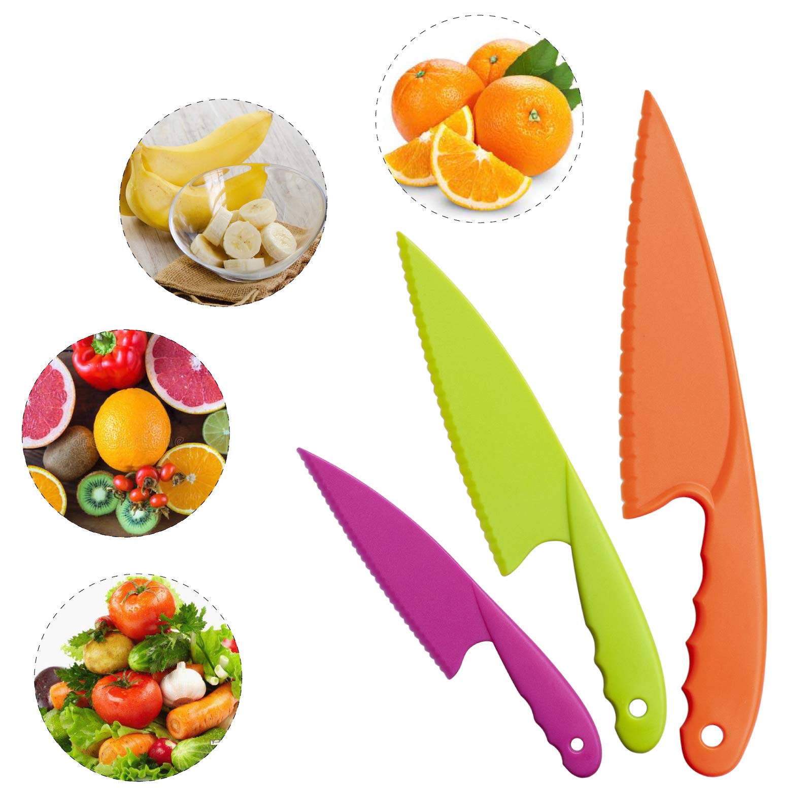 MOTYAWN Knives for Kids 8-Piece Nylon Kitchen Baking Knife Set, Perfect Toddler's Safe Knife, Lettuce Knife and Bread, Salad Kitchen Knives