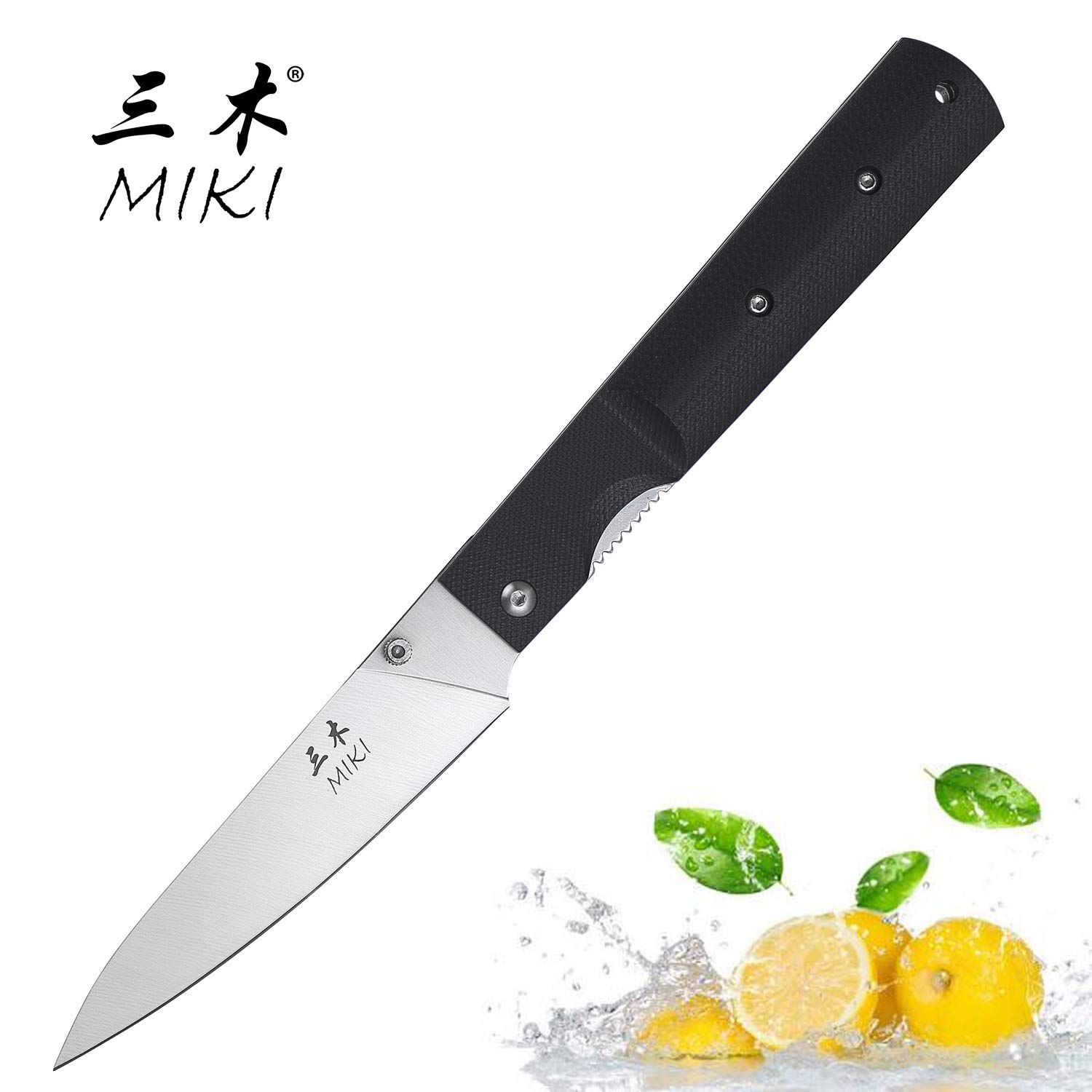 Miki 440A Stainless Steel Blade Japanese Kitchen Chef Folding Pocket Knife for Folding Camping Knife,Petty Knife Fruit Knife Paring Knife Peeling Knife Small Drop Point