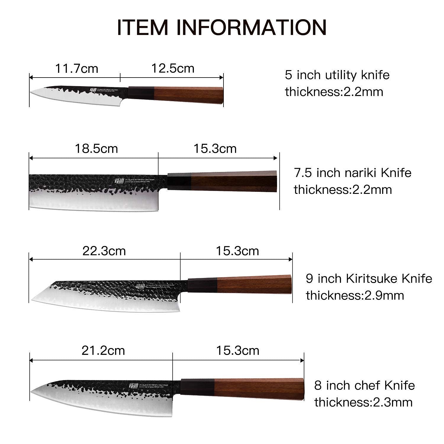 FINDKING 5 inch Utility knife 7 inch Nakiri Knife 8 Inch Chef Knife 9 inch Kiritsuke Knife Dynasty series-3 layer 9CR18MOV Clad Steel w/octagon Handle Gyuto Knife