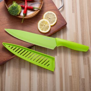 Perkin Chef Knife Kitchen Knife with Sheath Cooking Knife Stainless Steel with Non Stick Coating Ergonomic Handle