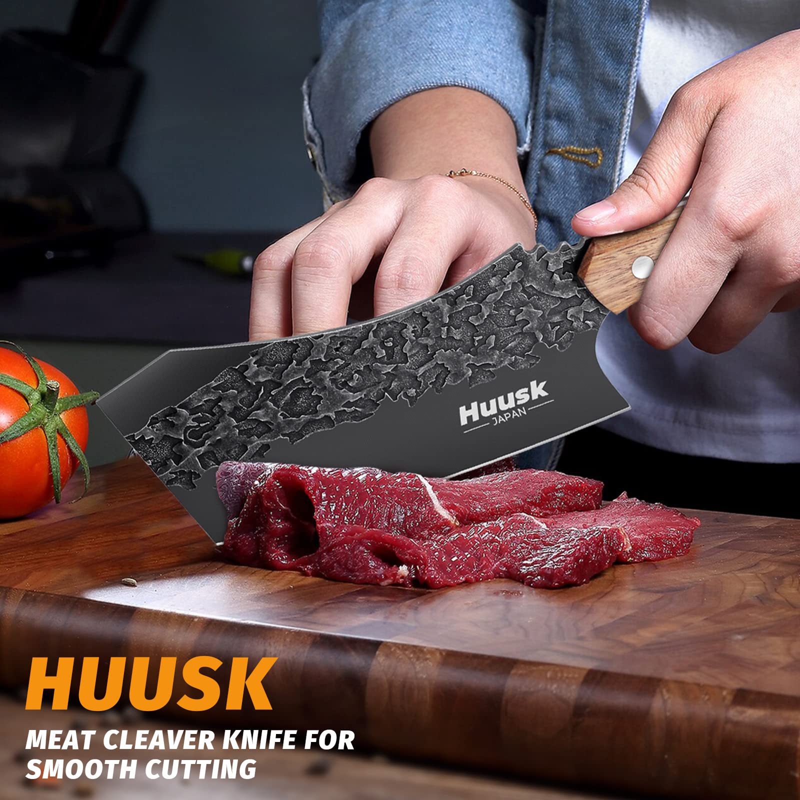 Huusk Collectible Knives Set Viking Knife & Meat Cleaver Knife with Belt Sheath and Gift Box