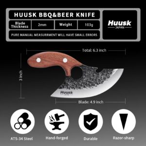 Huusk Cool Collectible Knives - Upgraded Chef Knife & Outdoor Camping Knife with Leather Sheath and Gift Box