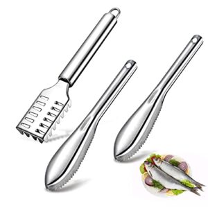 3pieces fish scaler remover cleaner fish scaler brush with stainless steel sawtooth easily remove fish scales-cleaning brush scraper for chef and home cooks kitchen fish cleaning seafood tools