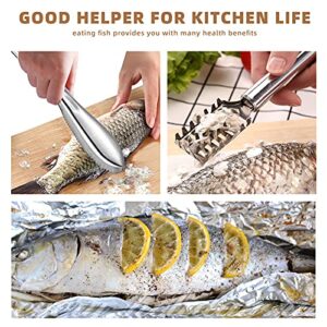 3Pieces Fish Scaler Remover Cleaner Fish Scaler Brush With Stainless Steel Sawtooth Easily Remove Fish Scales-Cleaning Brush Scraper For Chef And Home Cooks Kitchen Fish Cleaning Seafood Tools