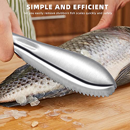 3Pieces Fish Scaler Remover Cleaner Fish Scaler Brush With Stainless Steel Sawtooth Easily Remove Fish Scales-Cleaning Brush Scraper For Chef And Home Cooks Kitchen Fish Cleaning Seafood Tools