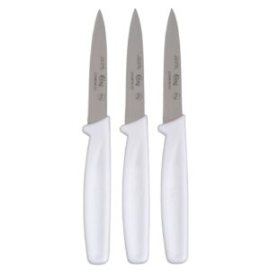 paring knives set of 3 white handle 3.25 inch paring dishwasher safe fruit choice pairing knife, small piece kitchen knive pack sharp professional pairing knive pack, kiwi knife, mini