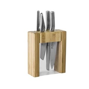 global teikoku 5 piece stainless steel knife block set