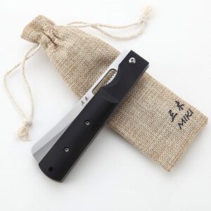 Miki 440A Stainless Steel Blade Japanese Kitchen Chef Folding Pocket Knife for Outdoor Camping Cooking,Folding Serrated Knife, Bread Knife