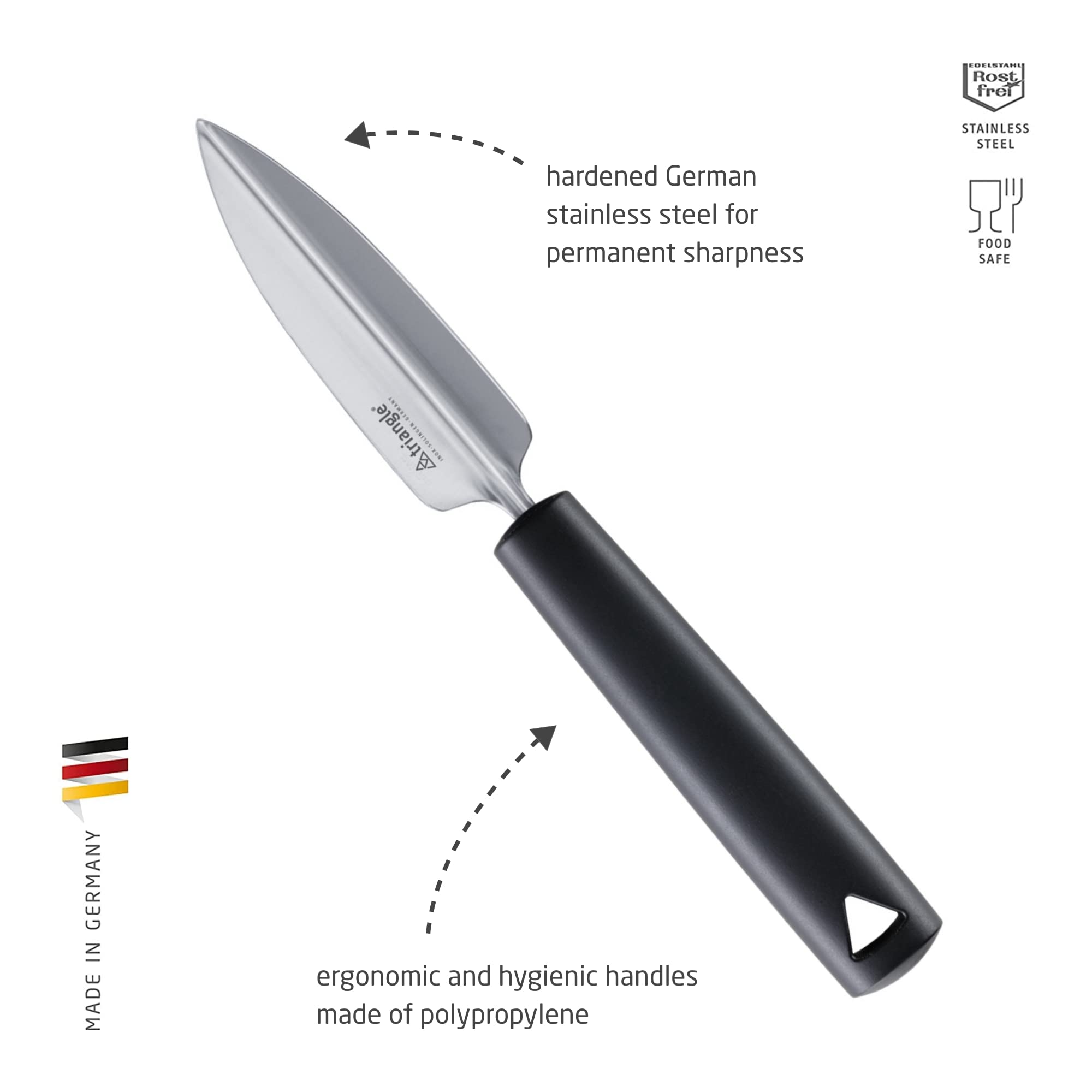 triangle Fruit Decorator - V-Shaped Stainless Steel Blade to Cut, Open & Decorate Fruits & Vegetables - Dishwasher Safe - Made in Germany