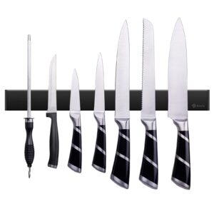 magnetic knife holder for wall, enkrio 16 inch black stainless steel knife magnetic strip no drilling, kitchen magnet knife holder strip knife rack knife bar