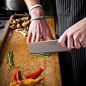 Dalstrong Nakiri Vegetable Knife - 6 inch - Shogun Series Elite - Japanese AUS-10V Super Steel - Black G10 Handle - Damascus - Hammered Finish - Vegetable Kitchen Knife - Sheath Included