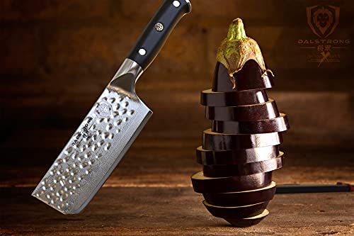 Dalstrong Nakiri Vegetable Knife - 6 inch - Shogun Series Elite - Japanese AUS-10V Super Steel - Black G10 Handle - Damascus - Hammered Finish - Vegetable Kitchen Knife - Sheath Included