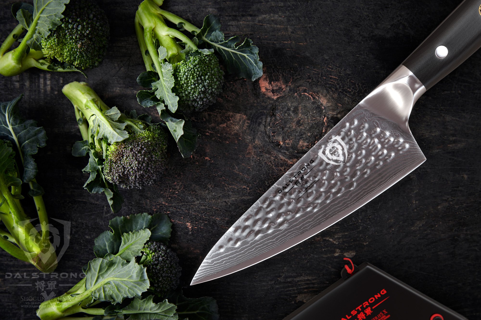 Dalstrong Chef Knife - 6 inch Blade - Shogun Series ELITE - Damascus - Japanese AUS-10V Super Steel - G10 Black Handle - Razor Sharp Kitchen Knife - Hammered Finish Chef's Knife - Sheath