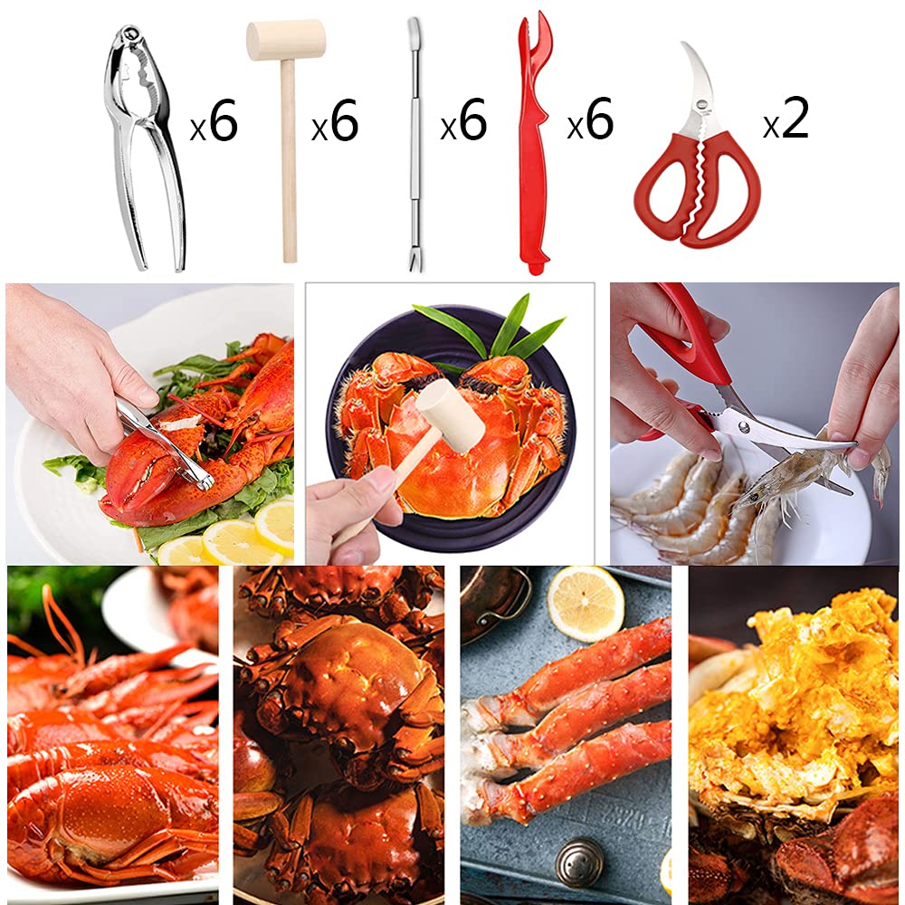 New Starting Point Trading 26 PCS Seafood Tools Include Crab Crackers, Seafood Scissors, Lobster Sheller, Crab Hammer, and Shellfish Forks, Nutcracker Set