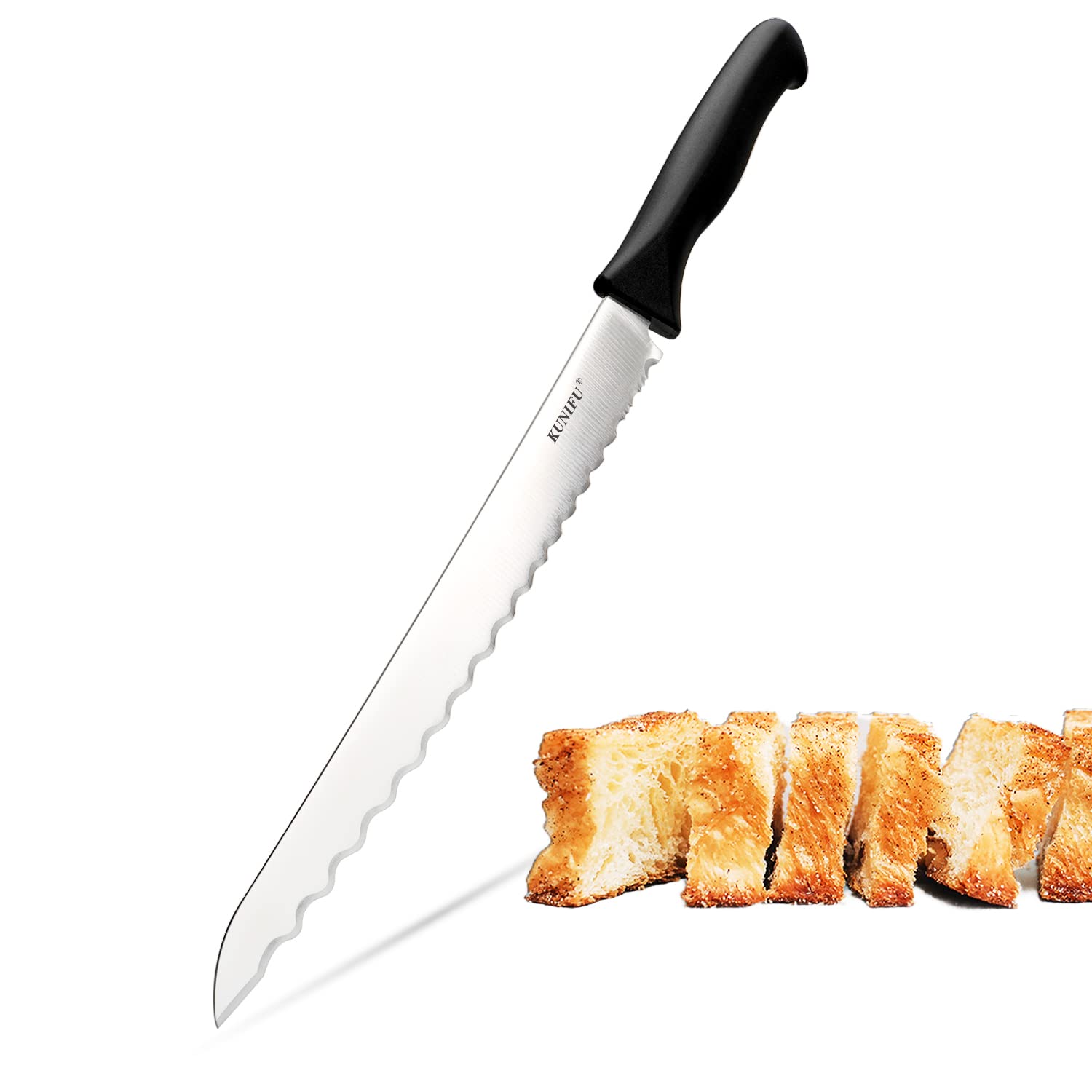 KUNIFU Bread Knife, 9.0 Inch Serrated Knife For Homemade Bread, Bread Slicer For Sourdough Cake Bagels