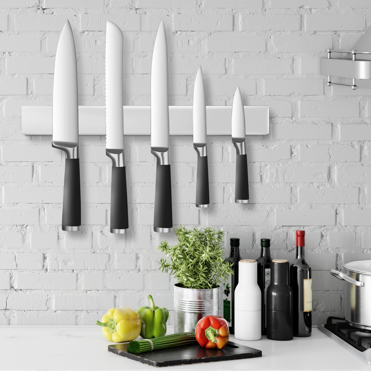 Powerful 18" Stainless Steel Knife Magnet, Magnetic Knife Holder Bar Rack Strip