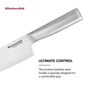 KitchenAid Gourmet Forged Triple-Rivet Chef Knife with Custom-Fit Blade Cover, 8-inch, Sharp Kitchen Knife, High-Carbon Japanese Stainless Steel Blade, Black