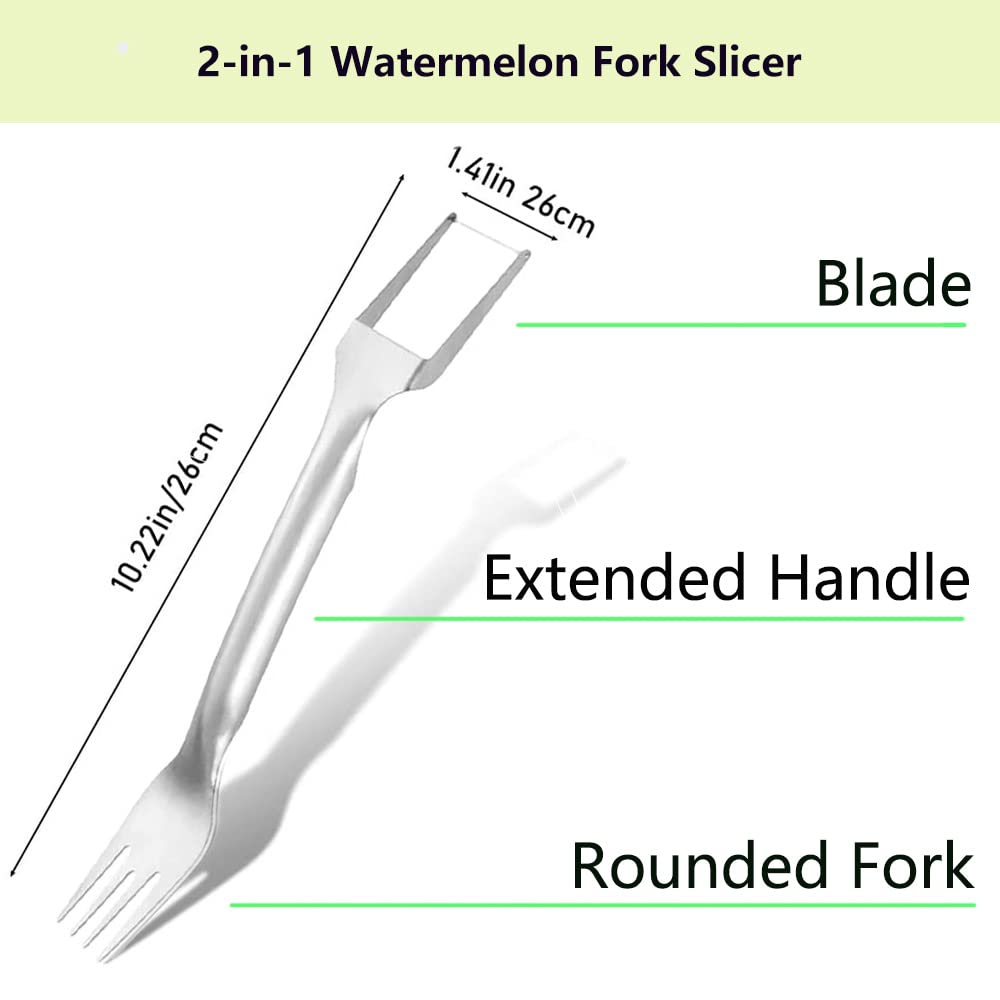 4 Pcs Watermelon Fork Slicer Cutter, Upgraded 2-in-1 Watermelon Fork Slicer, Stainless Steel Watermelon Cutter Slicer Tool, Fruit Forks Slicer Knife Kitchen Gadgets for Home Parties Camping