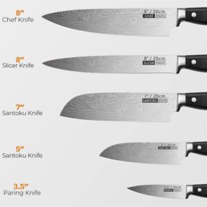 Mifiatin 5 Piece Knife Set with Wooden Box, Professional Kitchen Chef’s Knives, Chef Knife Set, Rust-proof For Home and Restaurant Use，Easy to clean