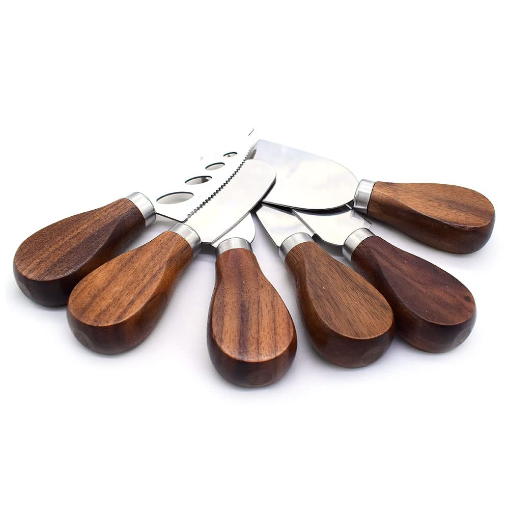 Clarmonde Cheese Butter Spreader Knife Set, Charcuterie Board Accessories Utensils,Stainless Steel with Walnut Wood Handel, Mini Serving Tongs Spoons Forks Set