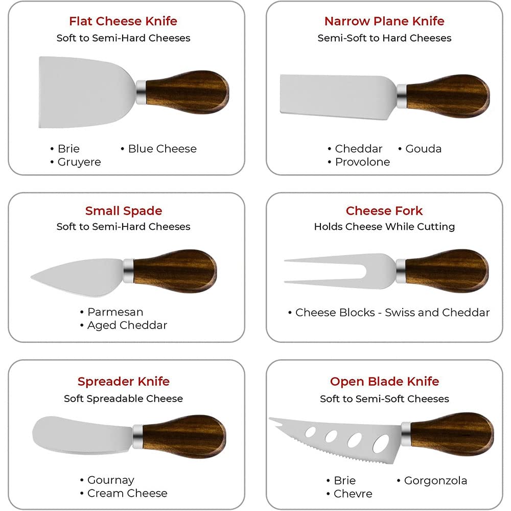 Clarmonde Cheese Butter Spreader Knife Set, Charcuterie Board Accessories Utensils,Stainless Steel with Walnut Wood Handel, Mini Serving Tongs Spoons Forks Set