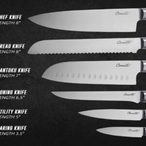 ciwete Chef Knife Set, 6-Piece Kitchen Knife Set with Upgrade 3CR13 Stainless Steel Ultra Sharp Blades, Knives Set with Well Balanced Wood Handle, Chefs Knife Set with Gift Box