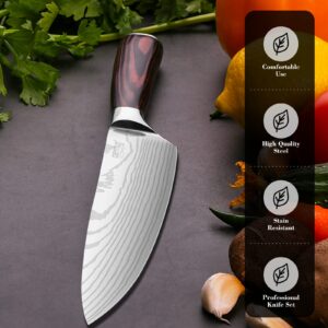 3Pcs Professional Chef Knife Set, German High Carbon Stainless Steel Chef Knife Santoku Knife Paring Knife with Pakkawood Handle and Gift Box