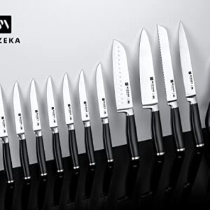 WIZEKA Knife Set, NSF Certified 15pcs Kitchen Knife Set, 1.4116 German Stainless Steel Knife Sets for Kitchen With Block, Full Tang Design&Comfortable Anti-Slip Handle, Black Knight Series