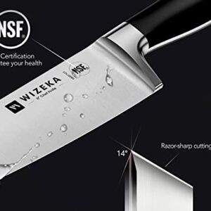 WIZEKA Knife Set, NSF Certified 15pcs Kitchen Knife Set, 1.4116 German Stainless Steel Knife Sets for Kitchen With Block, Full Tang Design&Comfortable Anti-Slip Handle, Black Knight Series