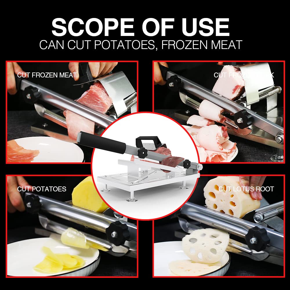 Koconic Manual Frozen Meat Slicer,Stainless Steel Meat Cleavers for Beef Mutton and Pork Roll,Food Slicer Machine for Home Cooking