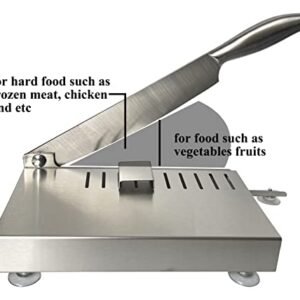 Frozen Meat Cutter Manual Slicer Chopper 10.4inch Stainless Steel for Rib Beef Mutton Vegetable Whole Chicken