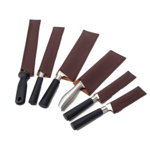 knife sheath, knife guard, knife sleeve, knife holder sleeve, waterproof knife covers,professional knife edge guard,universal blade covers,set of 6 (brown)