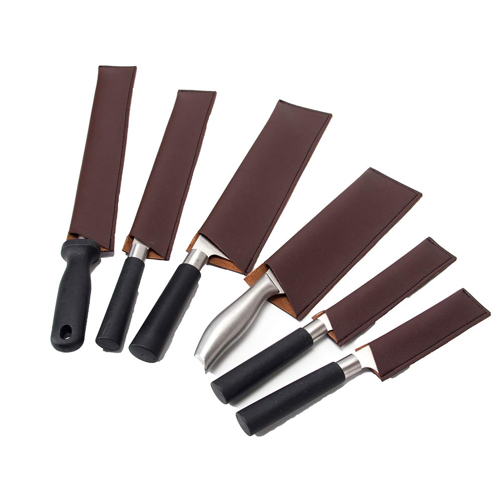 Knife Sheath, Knife Guard, Knife Sleeve, Knife Holder Sleeve, Waterproof Knife Covers,Professional Knife Edge Guard,Universal Blade Covers,Set Of 6 (Brown)