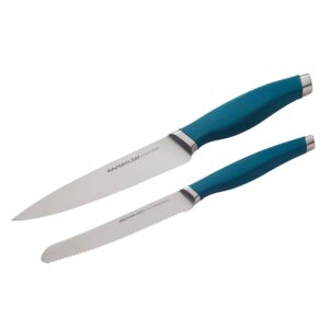 rachael ray 2-piece japanese steel utility knife set, teal